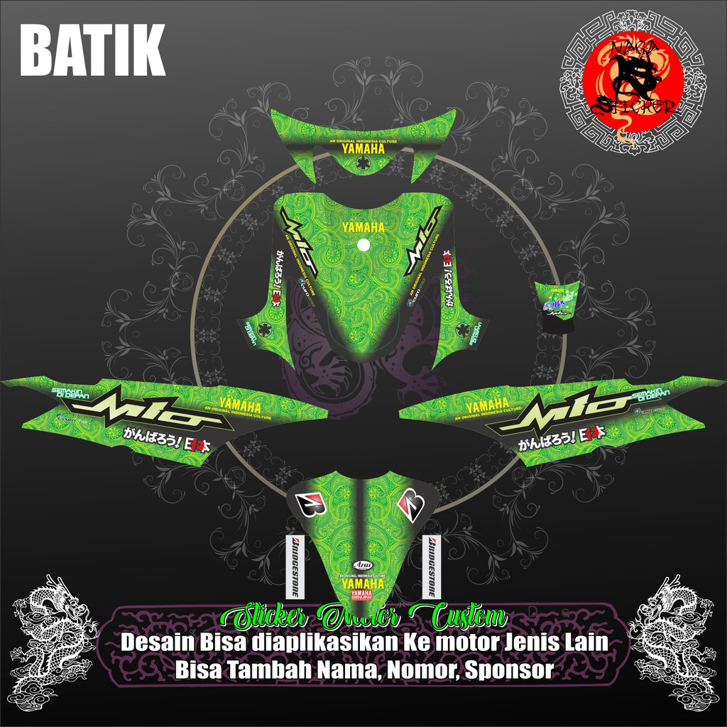 Jual DECAL STICKER FULL BODY YAMAHA MIO SMILE MIO SPORTY BATIK HIJAU ...