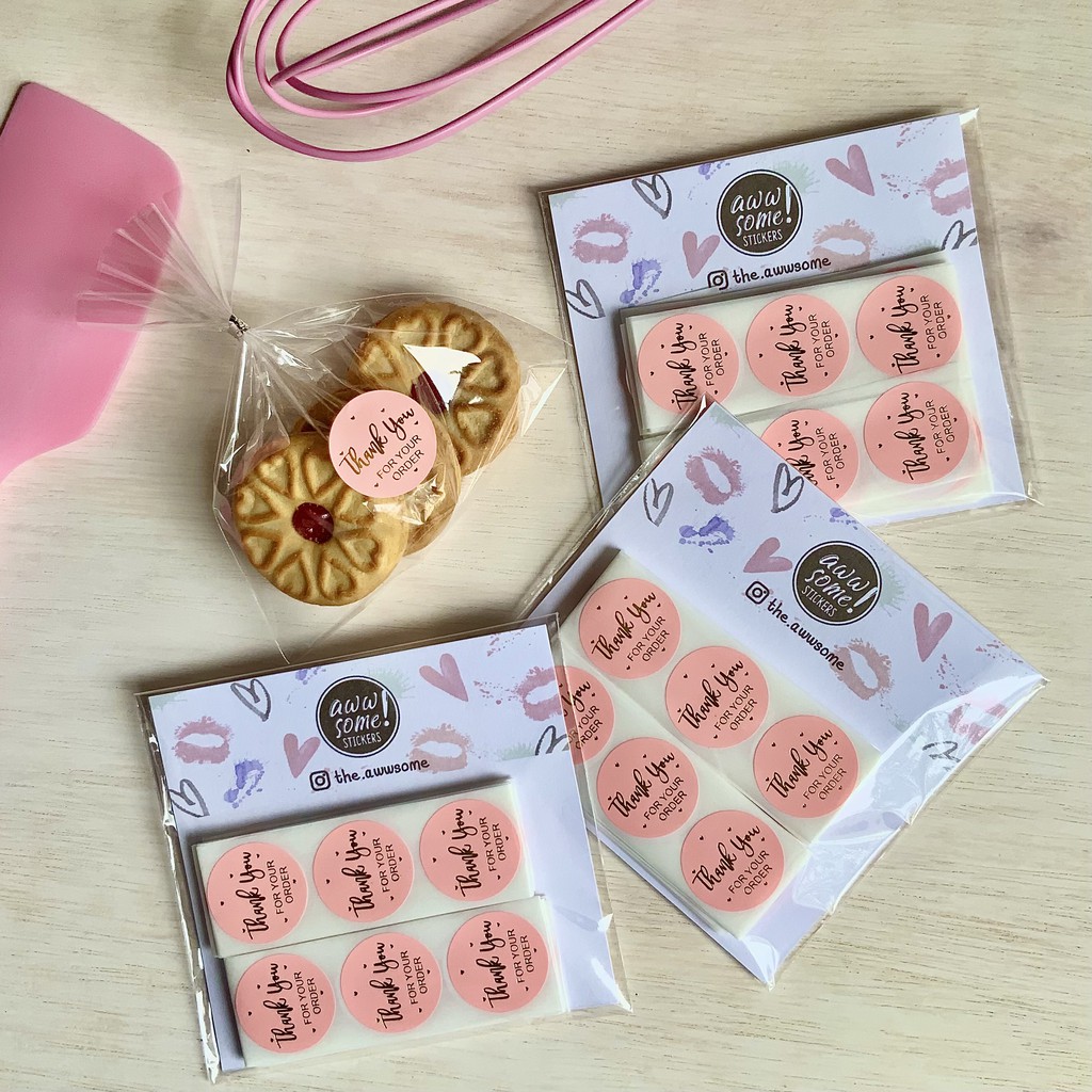 Jual Sticker Label Thank You Warna Pink untuk Packaging , Kado ...