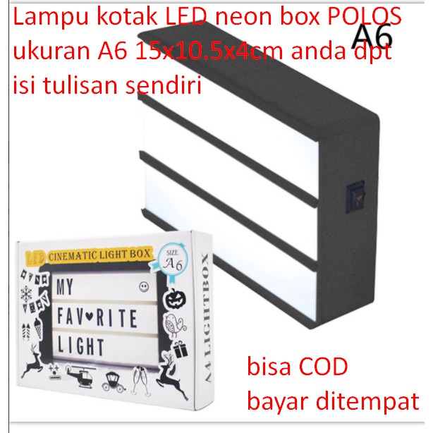 Jual Lampu kotak LED neon box POLOS ukuran A6 15x10.5x4cm anda dpt isi ...