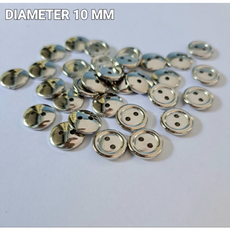 Jual Kancing kemeja kecil silver ukuran 1.1 cm 110 pcs kancing hem ...