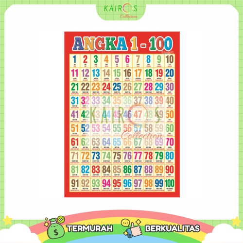 Jual Poster Edukasi Anak Belajar Angka 1-100 | Shopee Indonesia