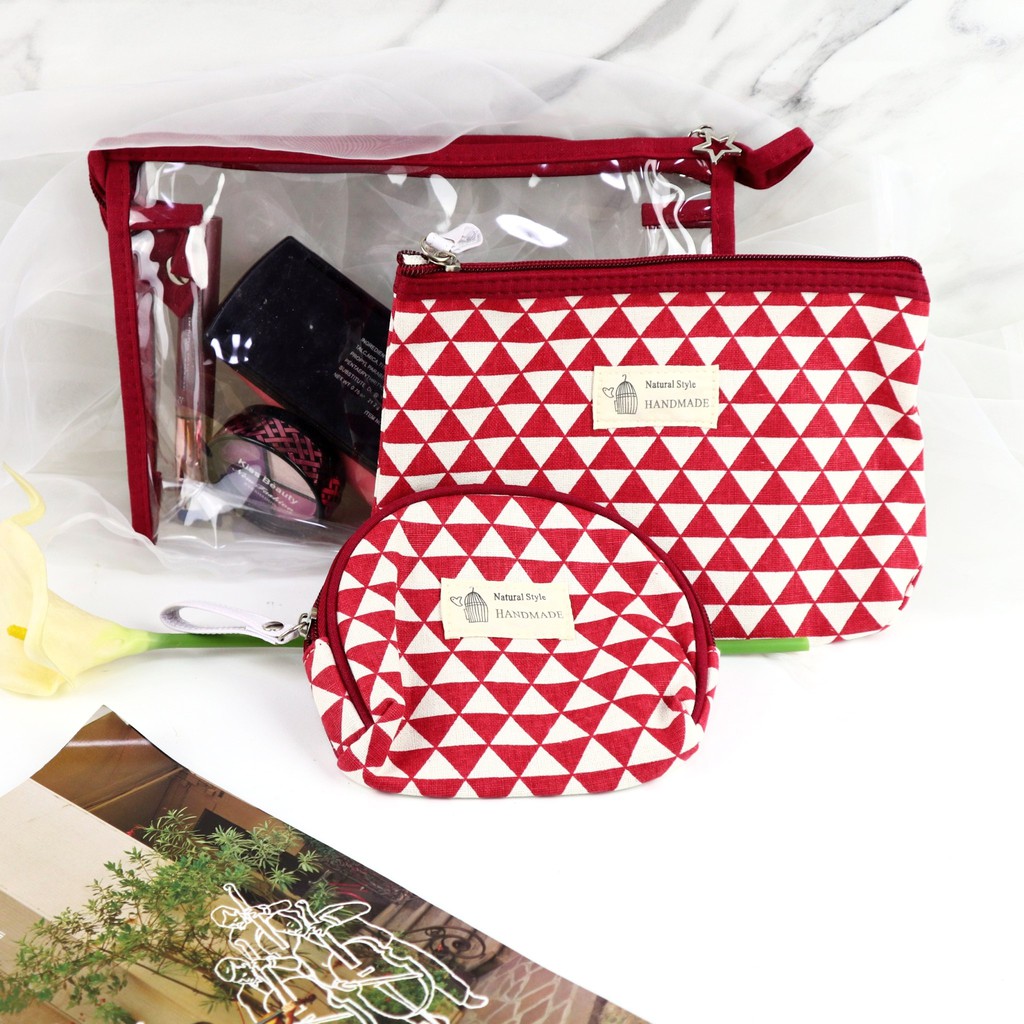 Jual WEMALL TAS KOSMETIK COSMETICS POUCH 1 SET 3 PCS | Shopee Indonesia