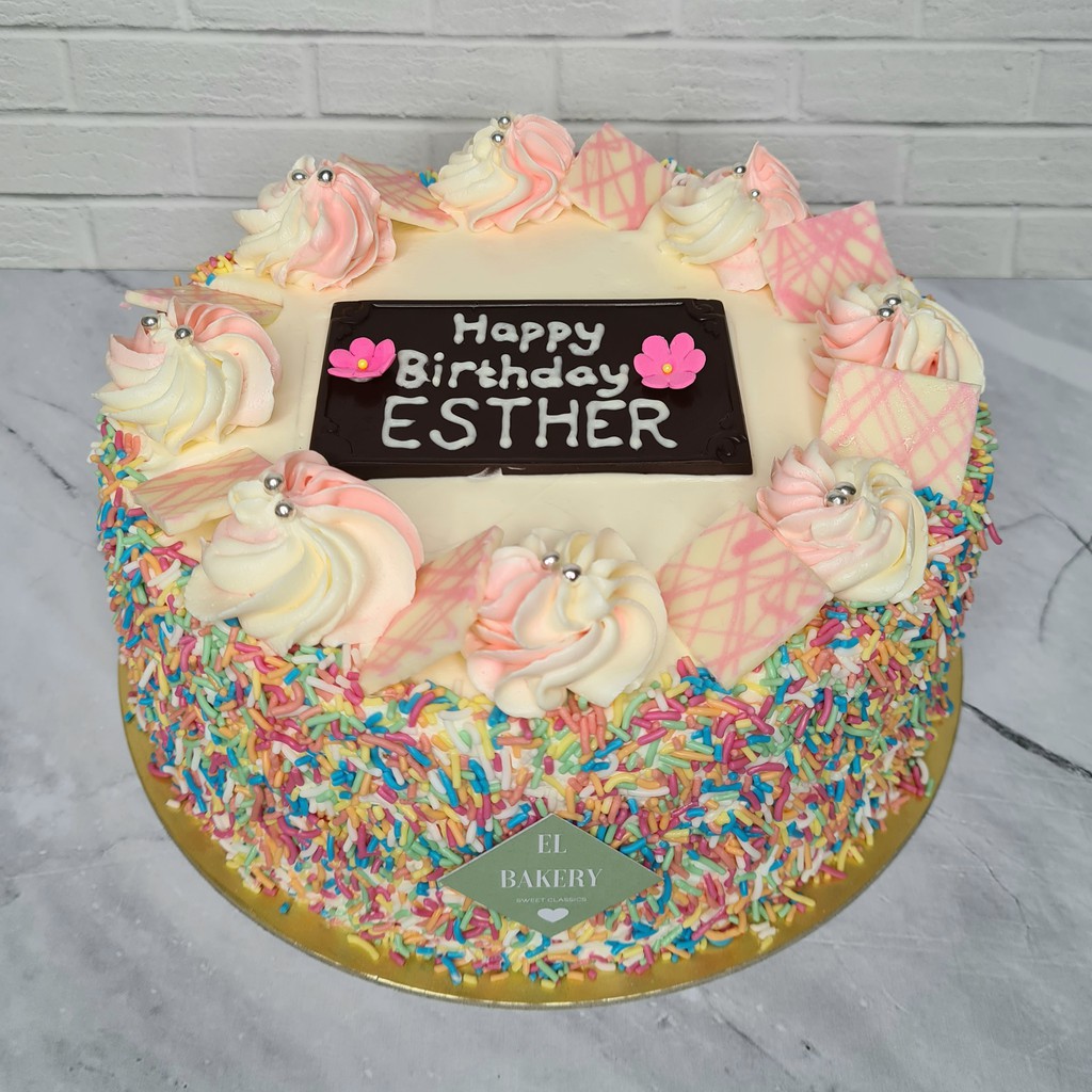 Jual 2 layer 20cm vanilla cake with rainbow meises Kue Ulang Tahun ...