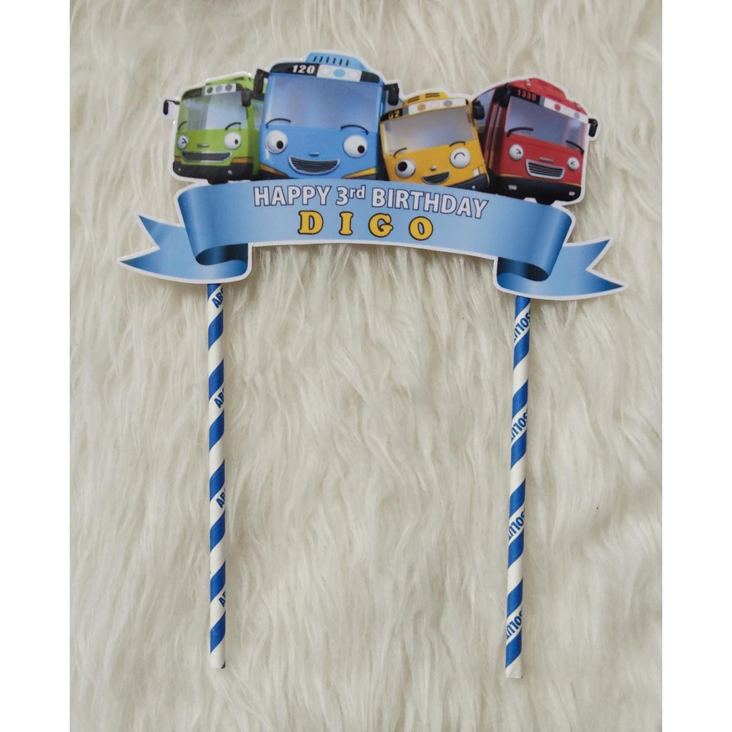 Jual Topper HBD Tayo dengan nama utk hiasan kue dll | Shopee Indonesia