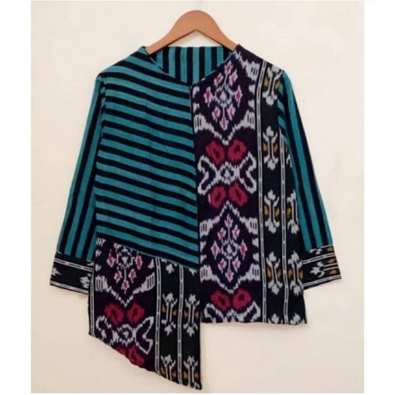 Jual BAJU TENUN ATASAN TENUN BLOUSE TENUN LURIK HIJAU MODEL TERBARU | Shopee Indonesia