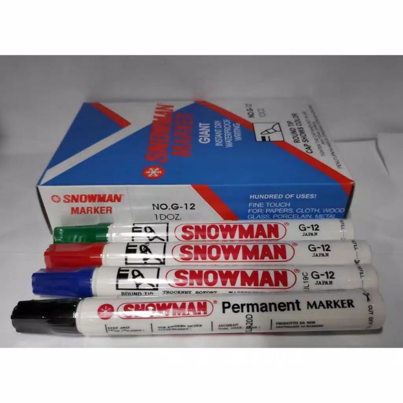 Jual SPIDOL PERMANENT MARKER SNOWMAN G-12 (SATUAN) | Shopee Indonesia