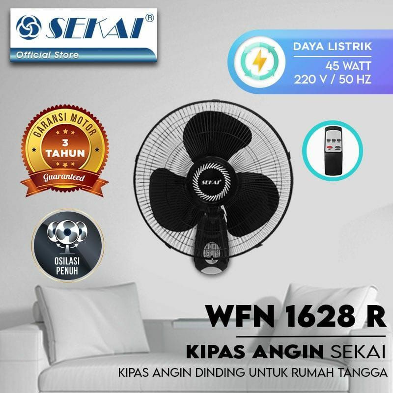 Jual Wallfan SEKAI Remote WFN 1628R Kipas Dinding Sekai Remote WFN-1628R | Shopee Indonesia