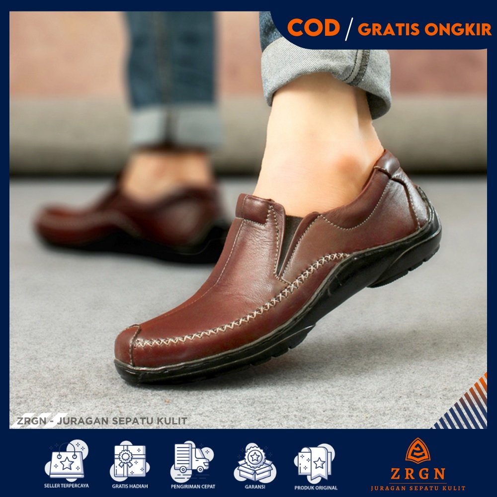 Jual ZRGN x GUNS - Sepatu Slip On Pria Kulit Formal Kerja Kantor ...