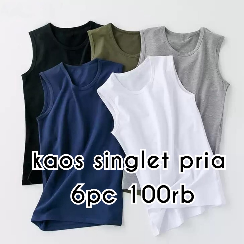 Jual kaos singlet pria 6pc 100rb | Shopee Indonesia