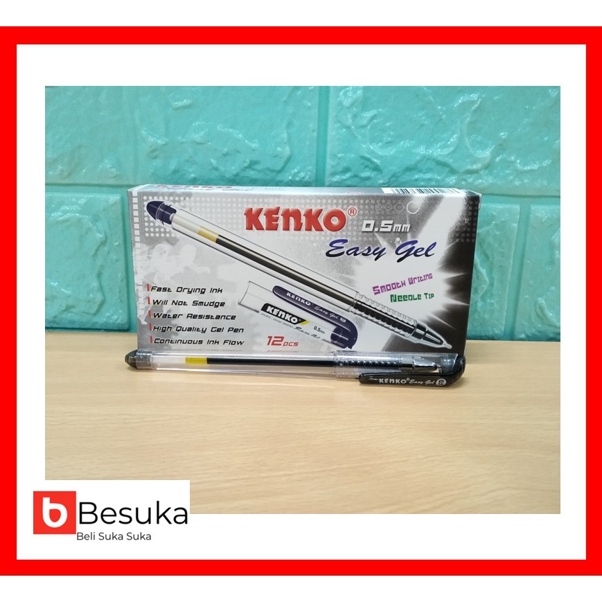 Jual BALLPOINT KENKO 0.5 MM EASY GELL (BLACK) | Shopee Indonesia
