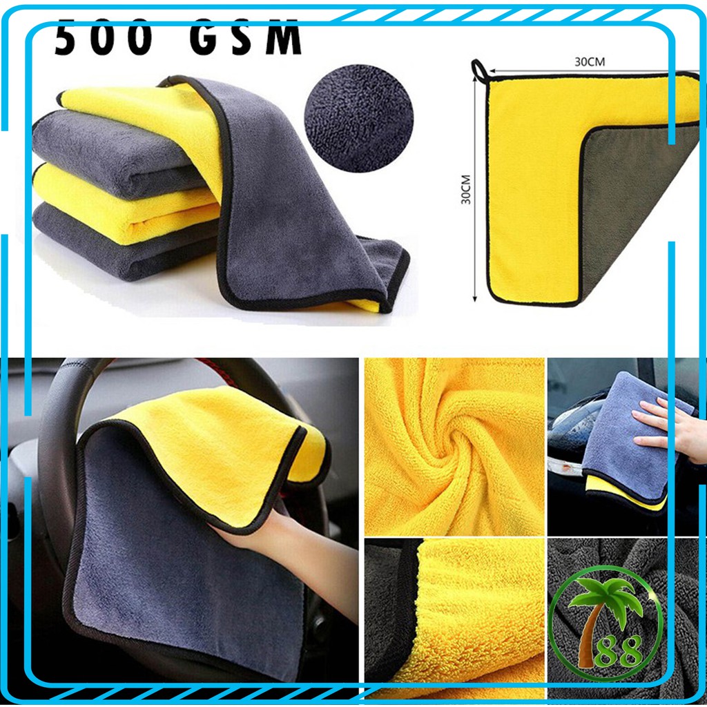 Jual LAP MICROFIBER BAHAN PREMIUM HALUS TEBAL 500 GSM UKURAN SEDANG ...