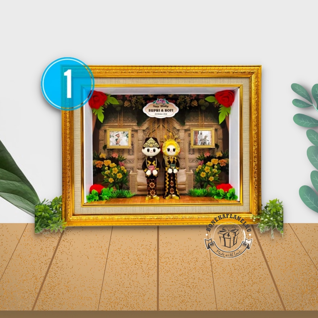 Jual Seserahan Unik Bonekaflanelku Pengantin Adat Jawa Frame 3D 30x40 ...