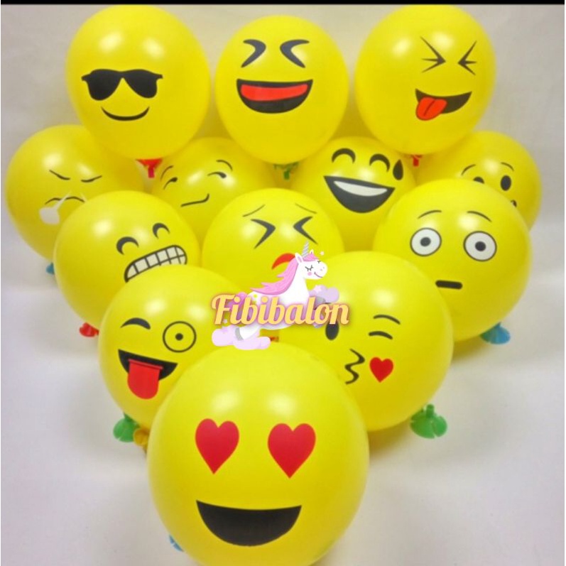 Jual Balon latex ulang tahun emoji/balon emoticon smile | Shopee Indonesia