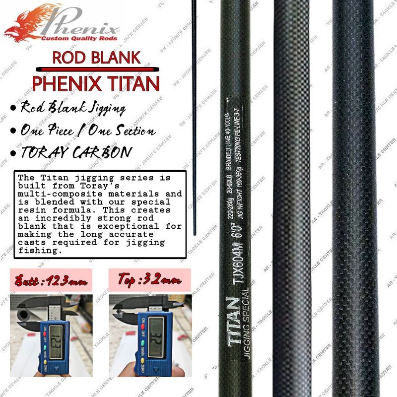 Jual Blank Rod Jigging PHENIX TITAN Jigging Special TJX604M PE 3-7 ...