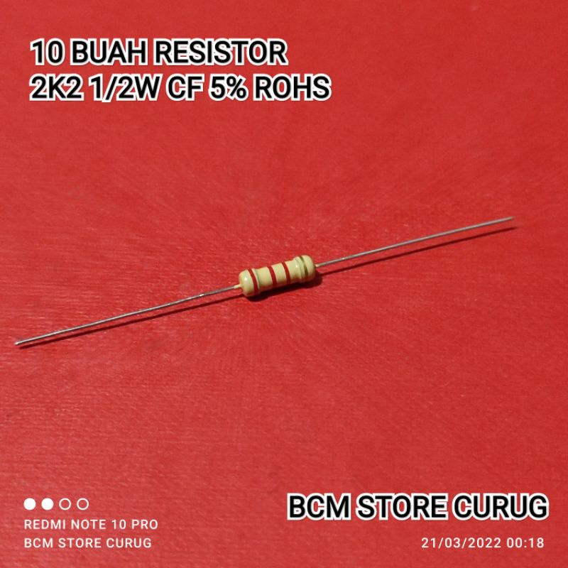 Jual 10 Buah Resistor 2k2 ohm 1/2W CF 5% ROHS | Shopee Indonesia