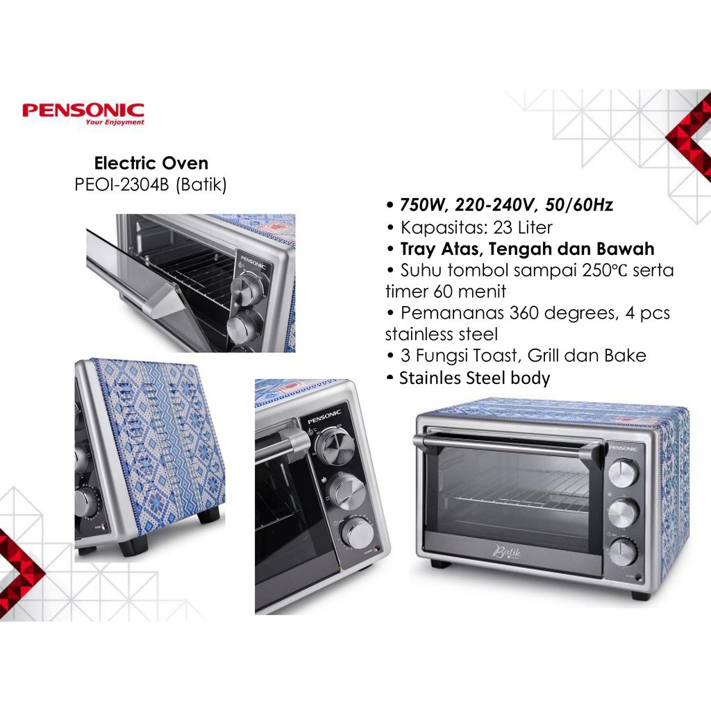 Jual Oven Listrik PENSONIC PEOI-2304B BATIK EDITION | Shopee Indonesia