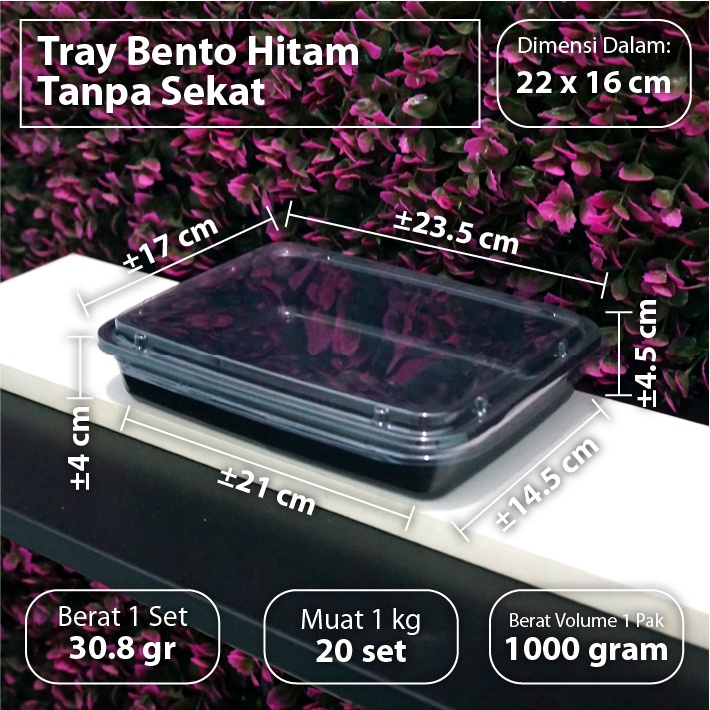 Jual Paket isi 25 pcs Tray Bento Tanpa Sekat Hitam | Shopee Indonesia