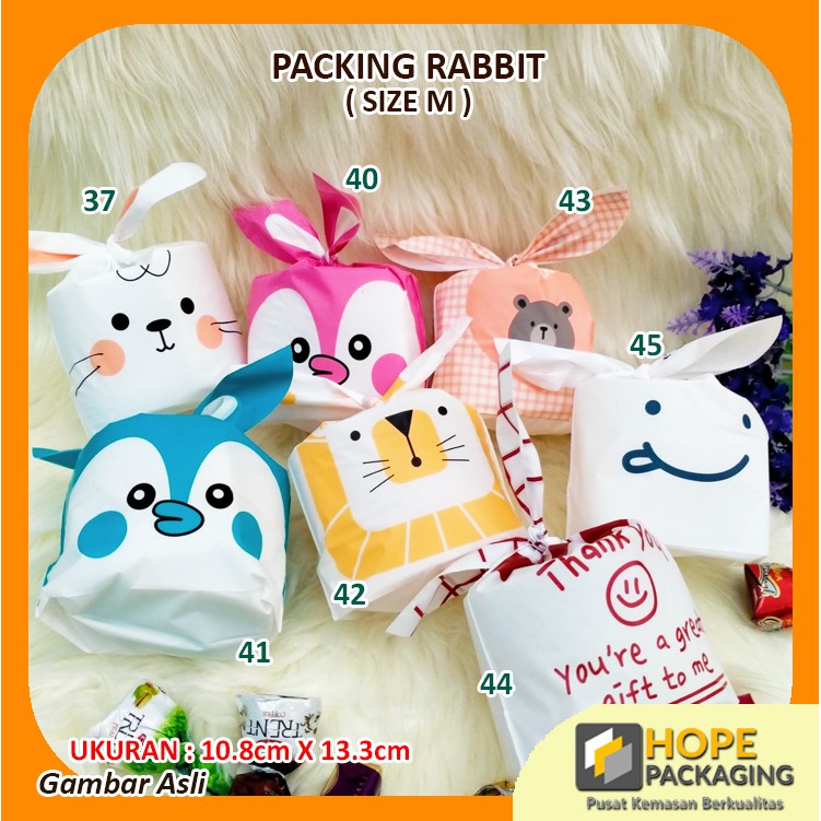 Jual [5 PCS] Packing Rabbit Ear Uk. M Plastik Cookies souvenir ultah ...