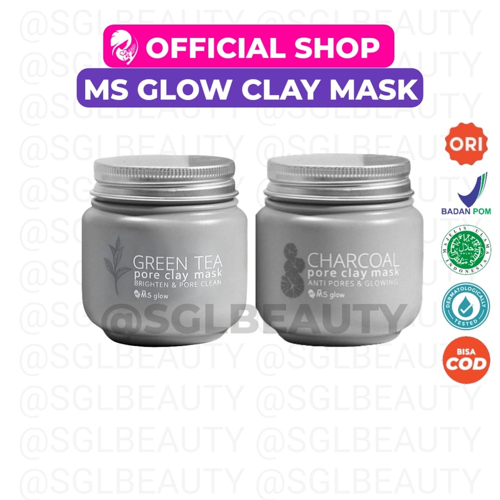 Jual MS Glow Clay Mask (Charcoal/Green Tea) | Shopee Indonesia
