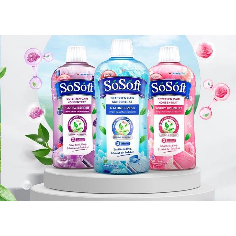 Jual SOSOFT Liquid Detergent Cair Botol 750ml | Shopee Indonesia