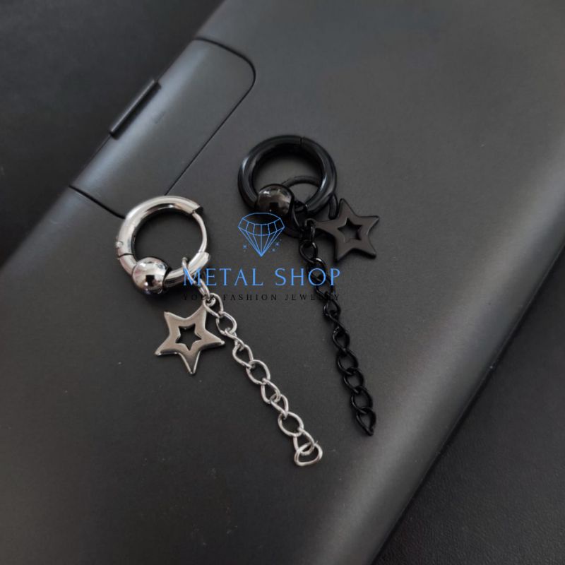 Jual Anting Hoop Tindik Bahan Titanium Steel Warna Hitam Gaya Korea ...