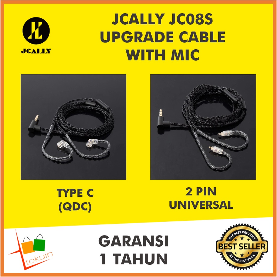 Jual JCALLY JC08S Upgrade Cable with Mic Kabel QDC 2 PIN KZ TRN CCA TFZ ...