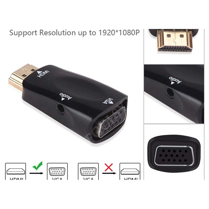 Jual Konverter dari HDMI ke VGA Male to Female HDMI to VGA Adapter HD ...
