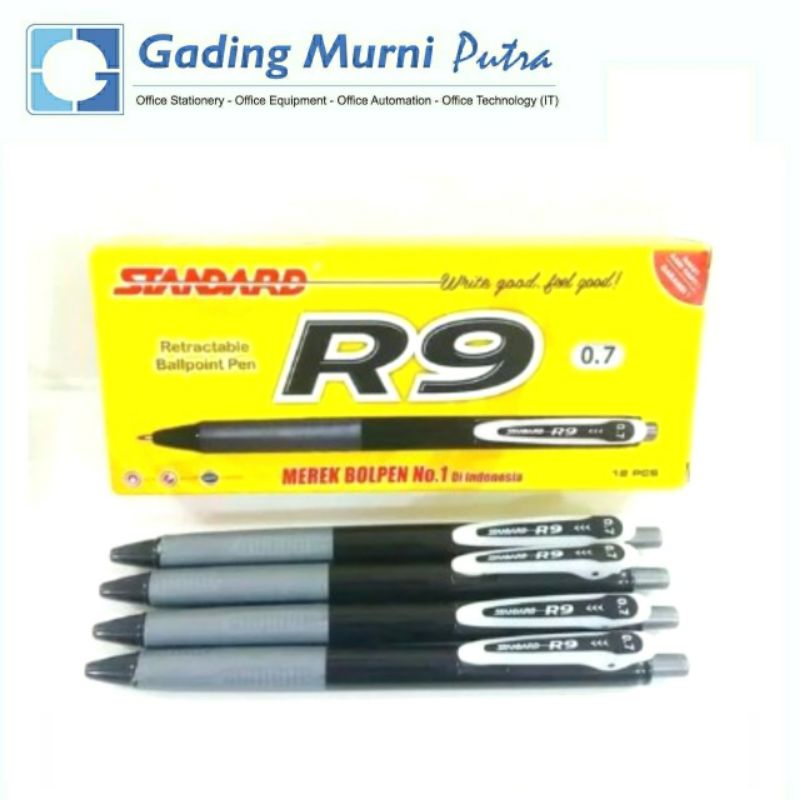 Jual Pulpen Bolpen Bolpoint Standard R9 0.7 1 pack | Shopee Indonesia
