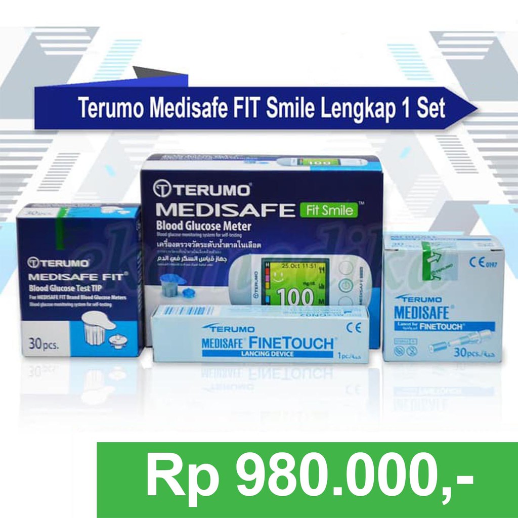 Jual Alat Cek Gula Darah Terumo Medisafe FIT Smile Lengkap 1 Set (Alat ...