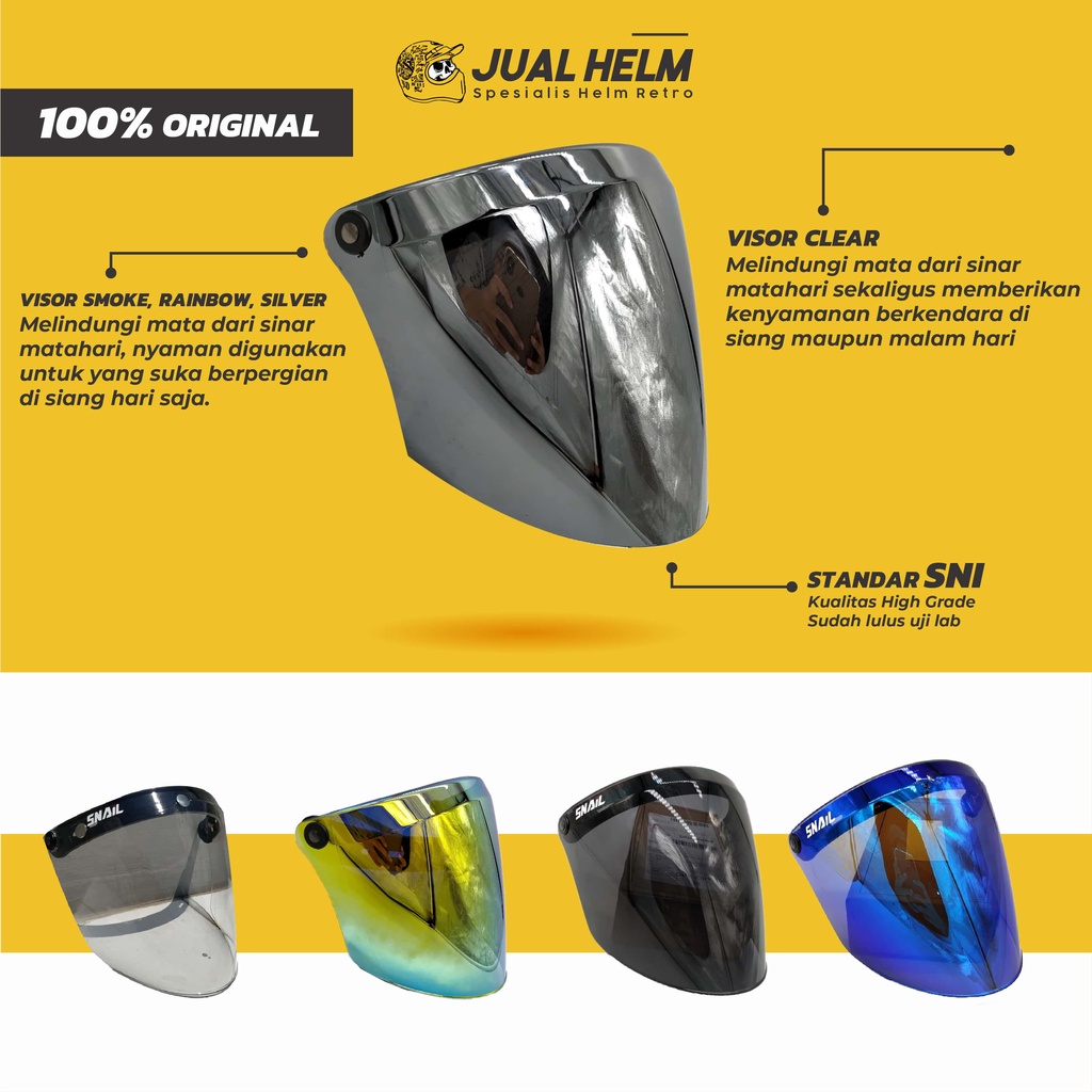 Jual Kaca Visor Snail Flat F19A Retro | Kaca Bogo | Kaca Helm | Visor ...