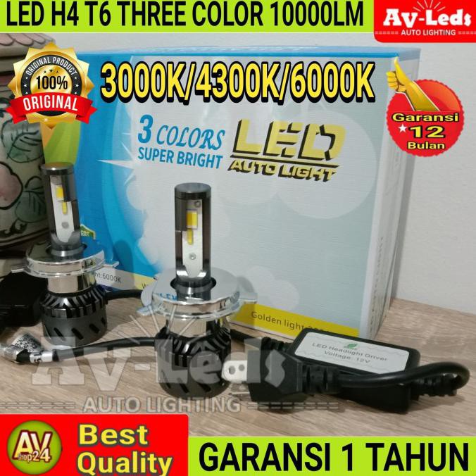 Jual Lampu Mobil Led H4 Tiga Warna CSP 6000k/4300k/3000k 30W Hi Low - H4, TIGA WARNA | Shopee ...