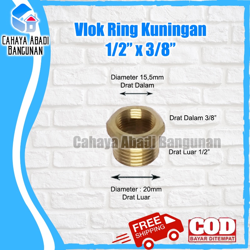 Jual Vlok Ring Kuningan 1/2" x 3/8" Inch Inchi Inci | Shopee Indonesia