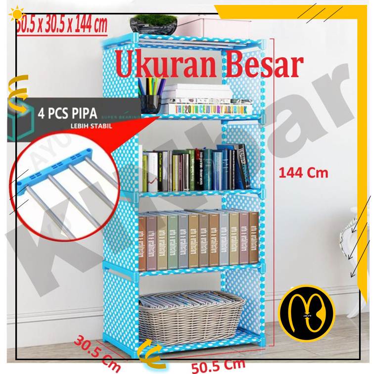 Jual Rak Buku Portable Rak Serbaguna 5 Lapis A339 - SILVER GREY ...