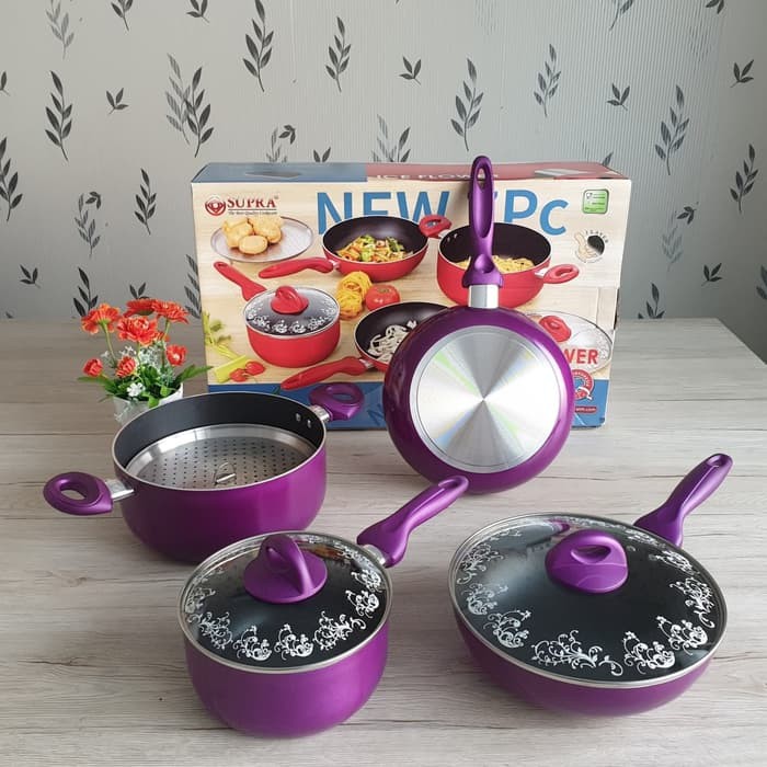 Jual Panci SUPRA Rosemary Cookware Set 7 Pcs PANCI SUPRA Set Teflon ...