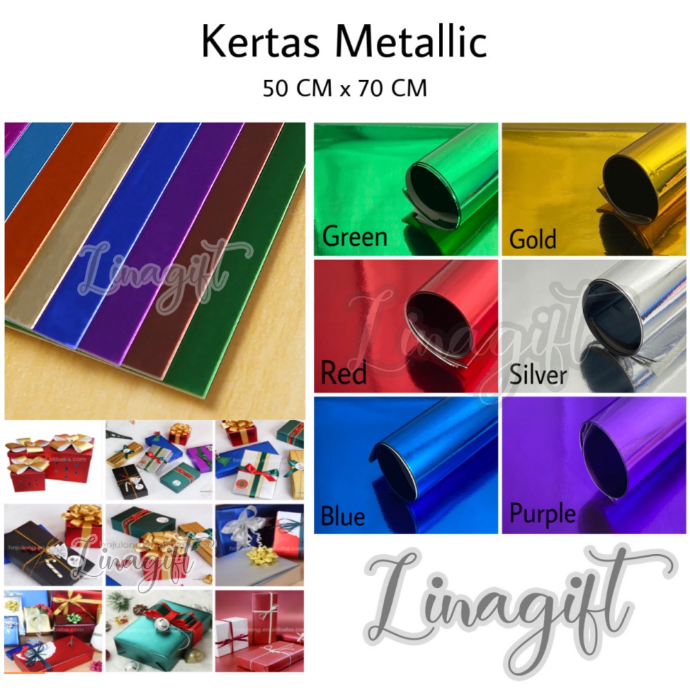 Jual ( 5 Lembar ) METALLIC PAPER - KERTAS KADO METALIK SHINY MENGKILAP ...