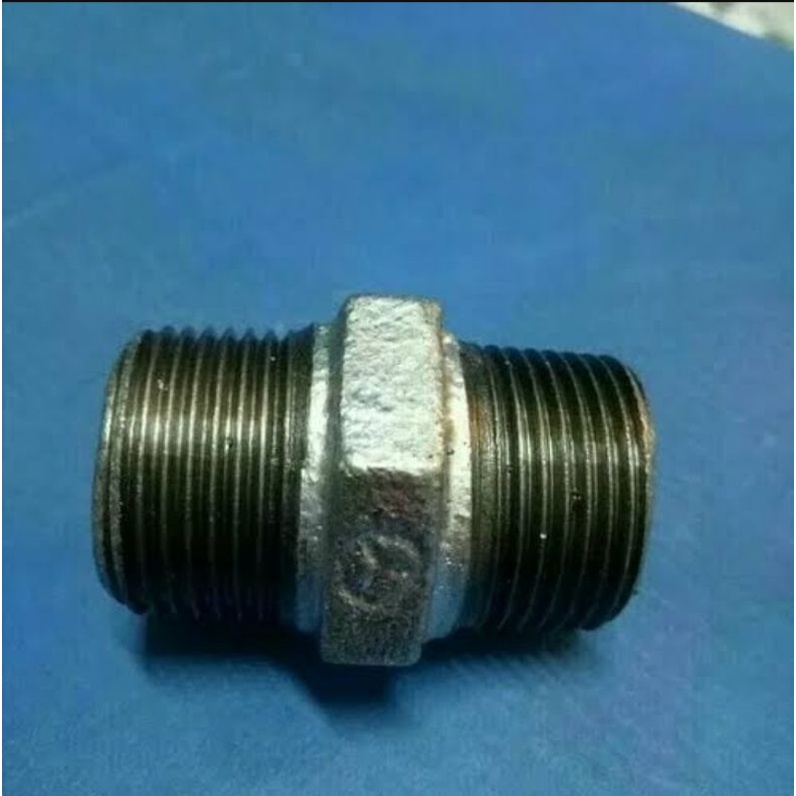 Jual double neple nepel sambungan drat luar pipa besi galvanis 3/4 inch | Shopee Indonesia