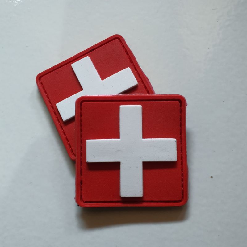 Jual patch rubber logo plus dasar merah - pmi - medic - tempelan emblem ...