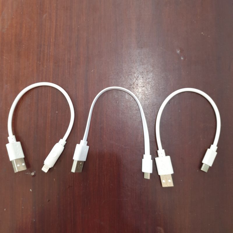 Jual KABEL PB PENDEK POWERBANK 15CM PUTIH WHITE MICRO TYPE-C IPHONE ...