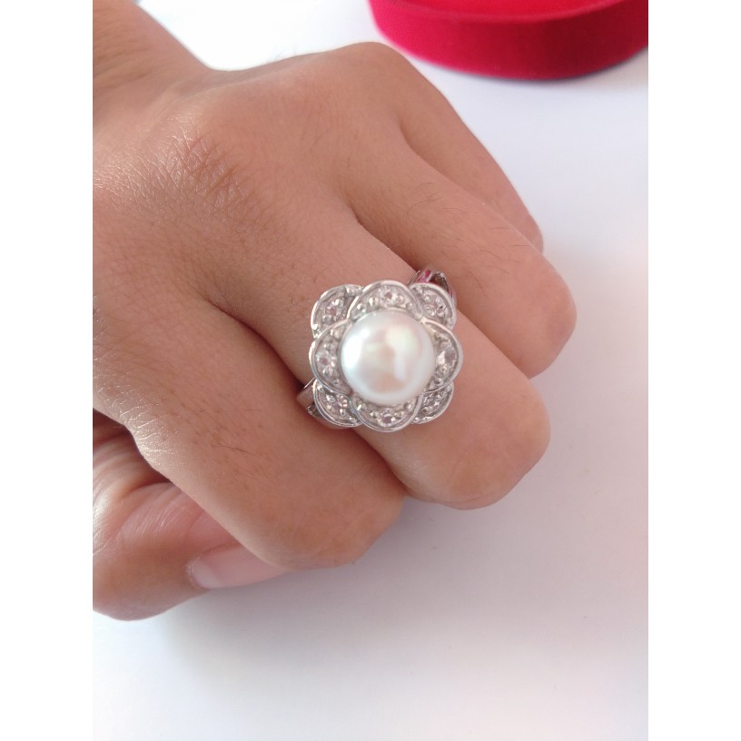 Jual Cincin Cantik/ Cincin Mutiara Asli Air Tawar Lombok rangka ...