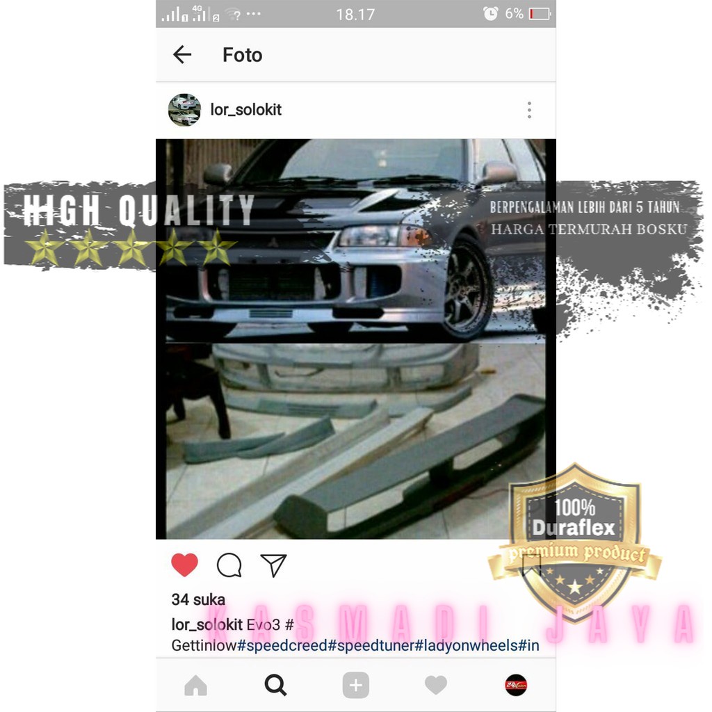 Jual bodykit mitshubishi evo3 BODIKIT GRADE-A kuat ringan tebal BODY ...