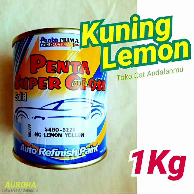 Jual Cat Kuning Lemon Yellow Solid 1Kg Penta Super Gloss 1Kilo 1 Liter ...
