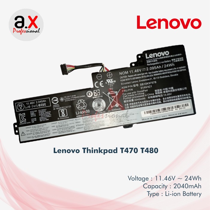 Jual Battery Original Lenovo Thinkpad T470 T480 | Shopee Indonesia