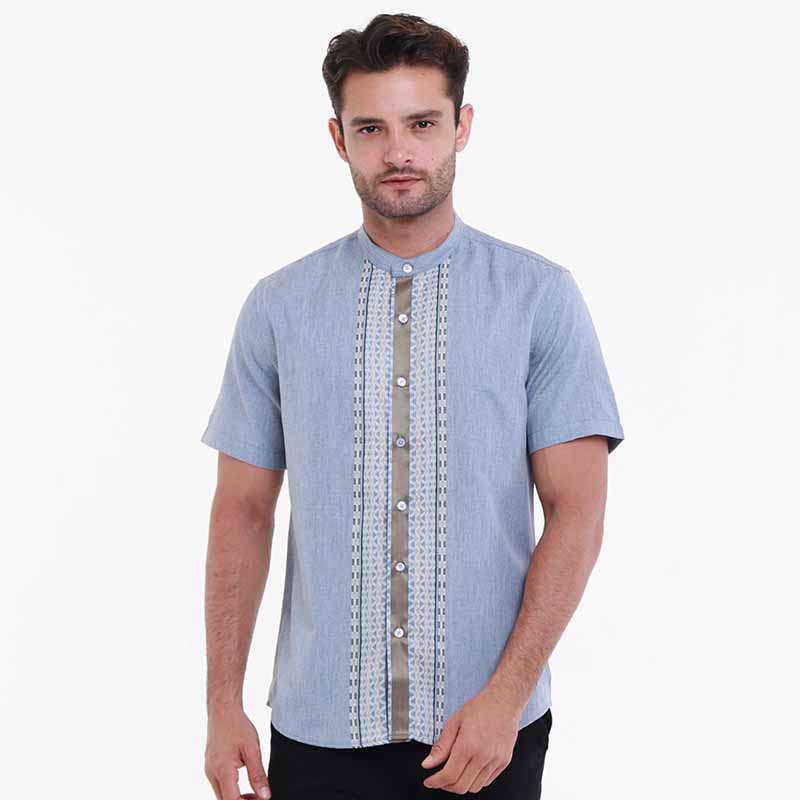 Jual MAGINOT AIDAN BLUE Koko Slim Fit Lengan Pendek | Shopee Indonesia