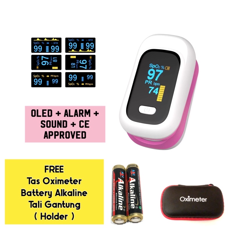 Jual Yonker Pulse oximeter fingertip alat pengukur kadar oksigen New Oled | Shopee Indonesia