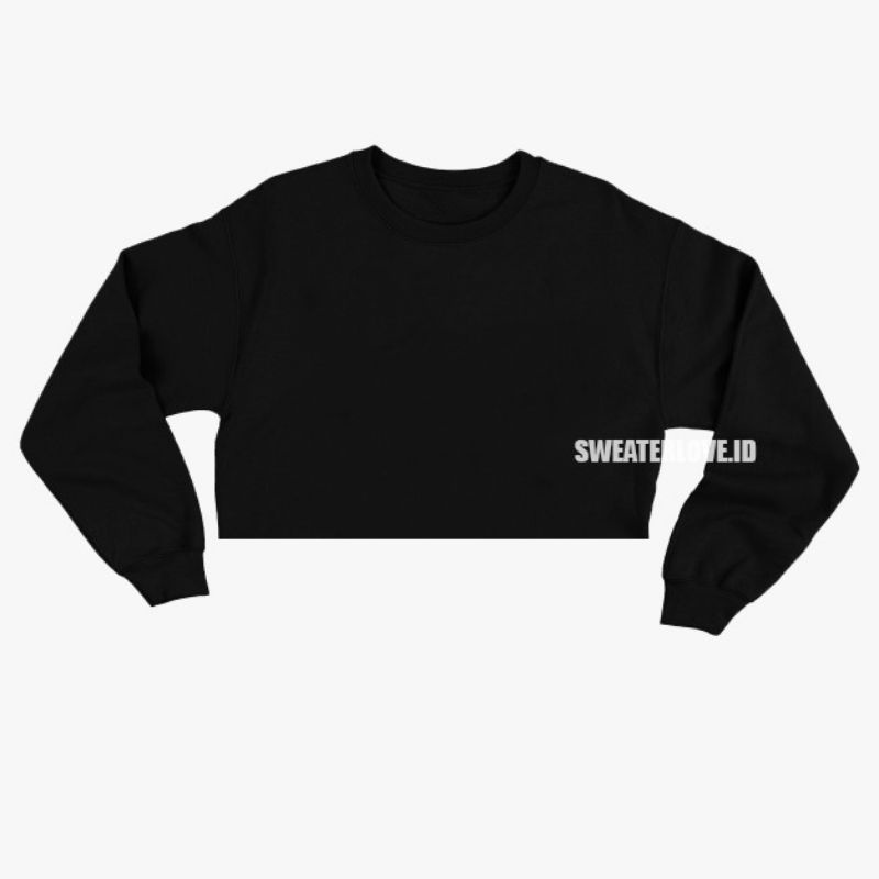 Jual [PREMIUM] CROP BASIC SWEATER HITAM ( ALL SIZE ) | Shopee Indonesia