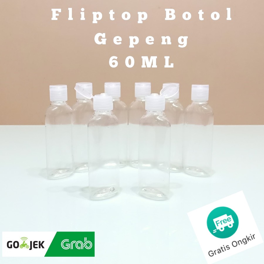 Jual BOTOL PLASTIK KOSONG GEPENG 60ML BOTOL PLASTIK PET TRANSPARANT ...
