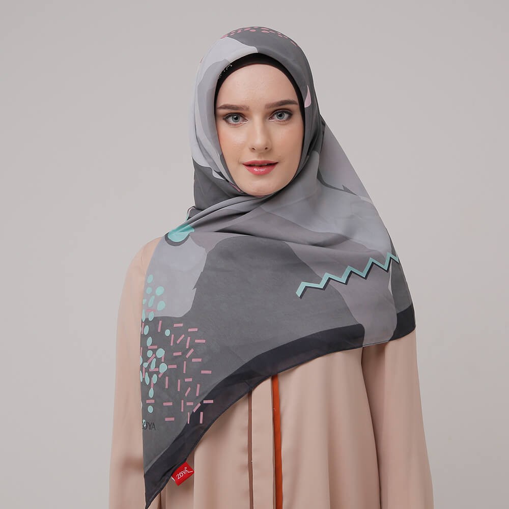 Jual Hijab Scarf Zoya - AMINA GREY | Shopee Indonesia