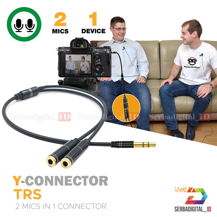Jual Splitter Konektor Cabel/Kabel Dual Mic Costa TRS Mic+Mic Camera,Pc ...