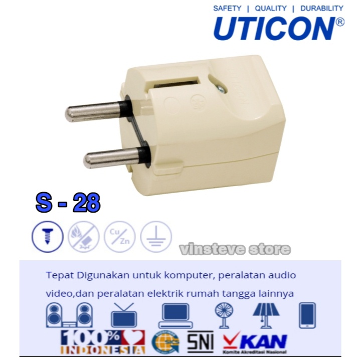 Jual Steker Arde Uticon S-28 10A/250V (Terminal Kuningan) | Shopee ...