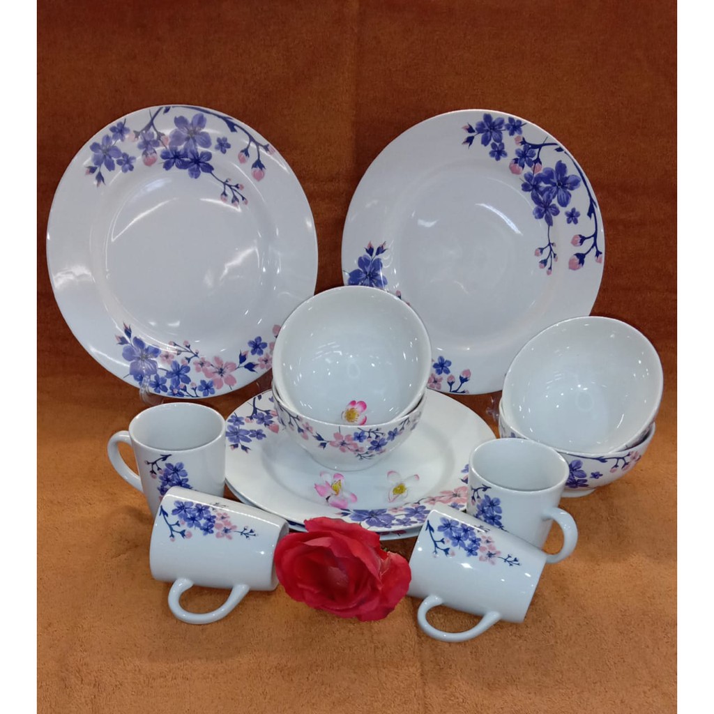 Jual SET PIRING MANGKUK DAN GELAS / MAKAN DINNER SET 12pcs KPB-12 ...
